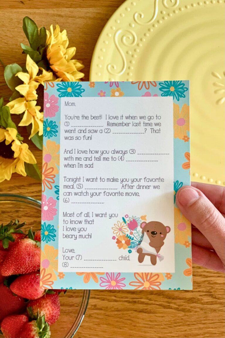 Printable Mother's Day Card Inspired by Mad Libs