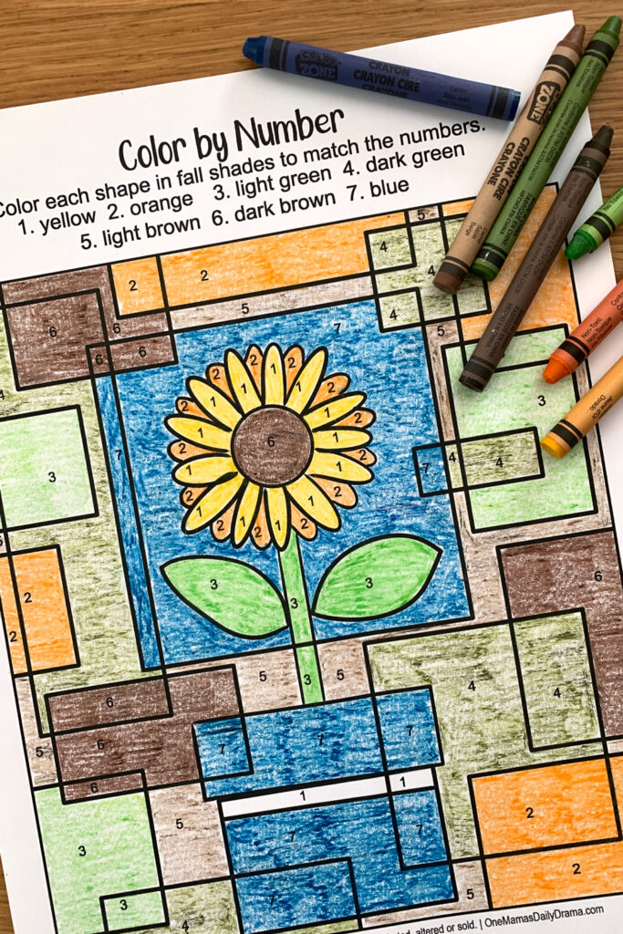 Printable Fall Color By Number for Kids