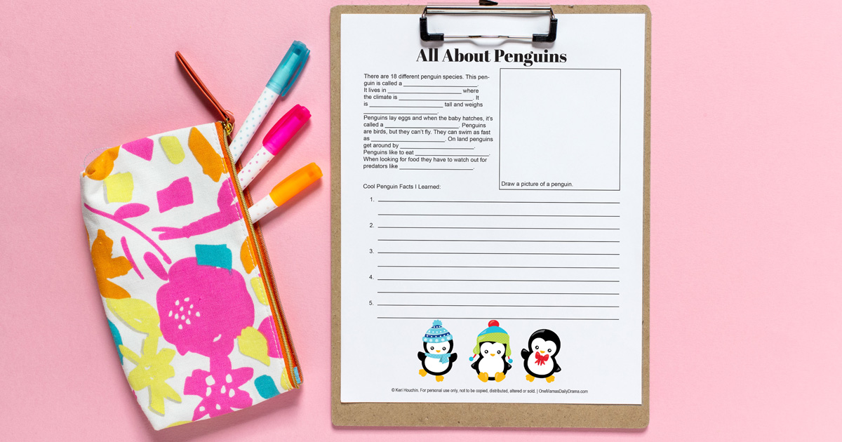 Adopt a Penguin Worksheet and Fun Facts for Kids