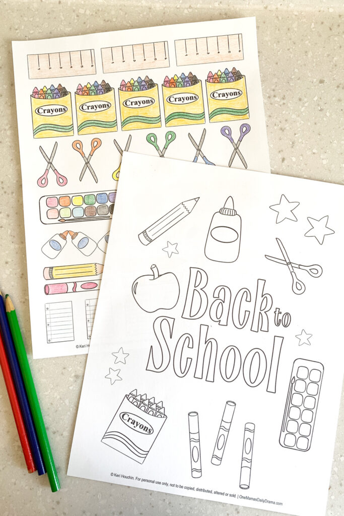 Fun Printable Back to School Coloring Pages with Cute Supplies for Kids