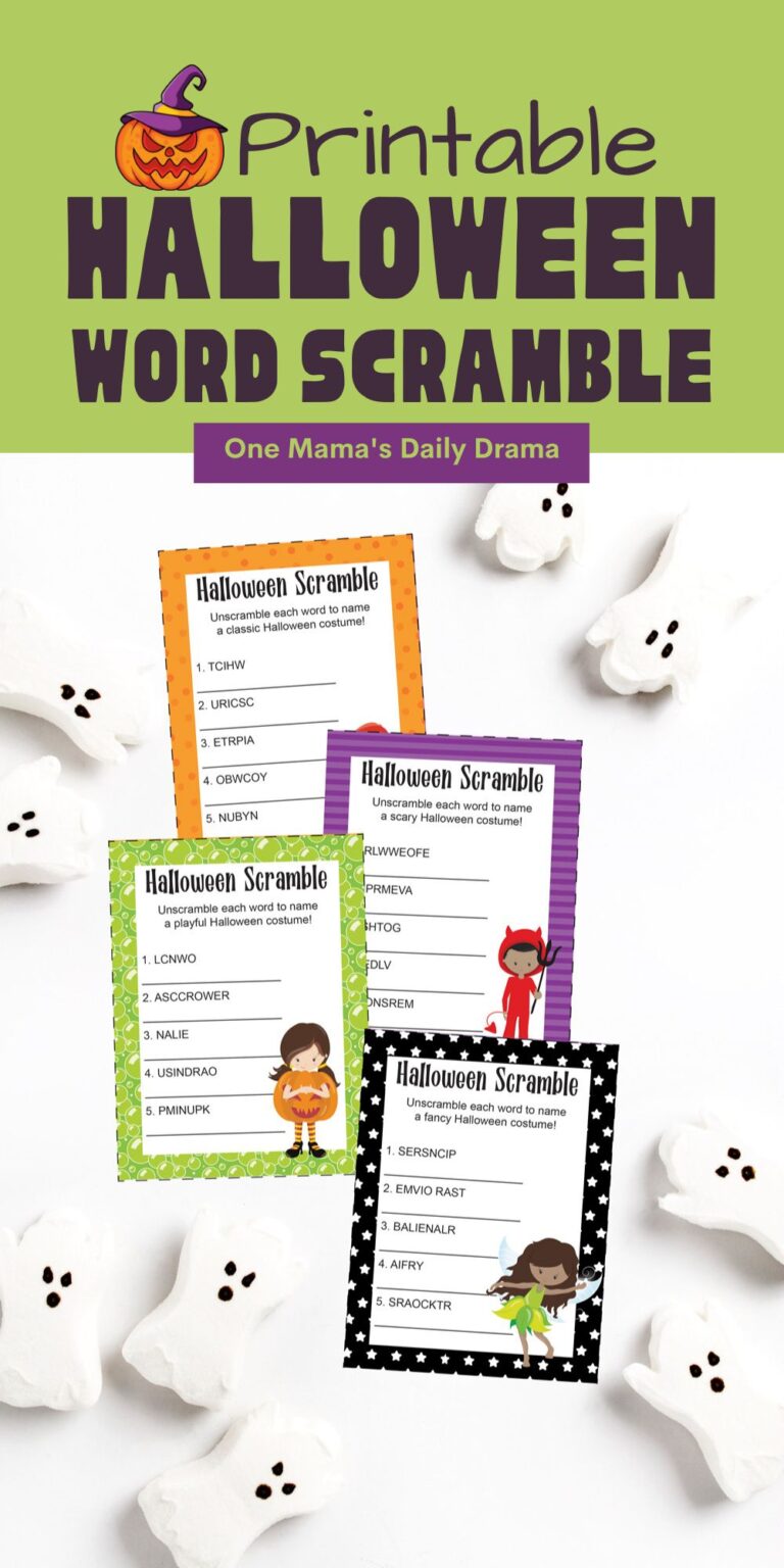 Printable Halloween Word Scramble Cards
