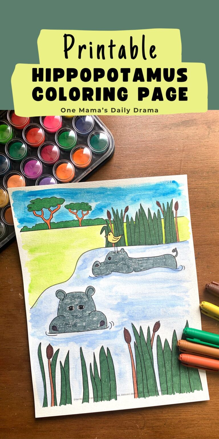 Printable Hippopotamus Coloring Page