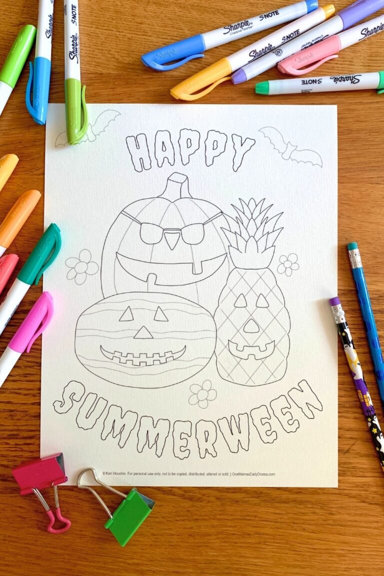 Printable Summerween Coloring Page